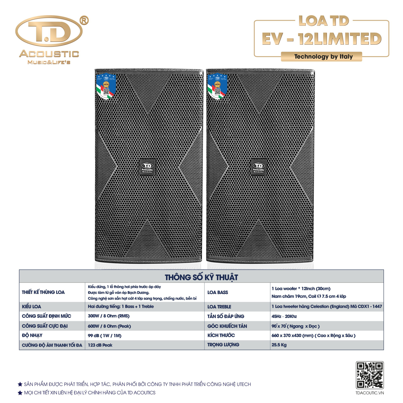 LOA CHUYÊN NGHIỆP TD EV-12LIMITED ( DESIGNED BY ITALY) - Chính Hãng TD ...
