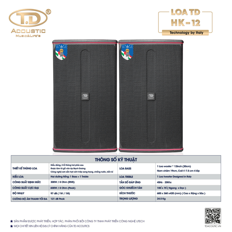 LOA CHUYÊN NGHIỆP TD HK-12 ( DESIGNED BY ITALY) - Chính Hãng TD ...